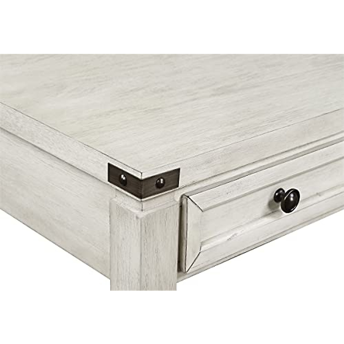 OSP Home Furnishings Baton Rouge Rustic L-Shape Office Desk with Power Port Drawer, Champagne Oak Finish