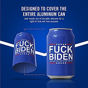 Beersy Silicone Sleeve Beer Can Cover - Insulated Can Sleeve - Novelty Disguise for Outdoor Events, Golf, Parties, Concerts,Tailgating - Hide a Beer To Look Like Soda, Fits 12 oz Cans (Fuck Biden)