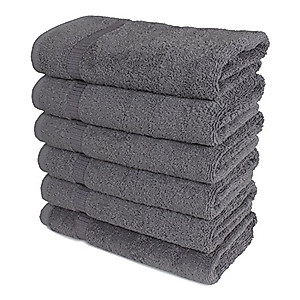 SALBAKOS Genuine Premium Organic Turkish Cotton Hotel and Spa Hand Towels, 700 GSM, 16”x30”, Gray (Hand Towels - Qty 6, Gray)