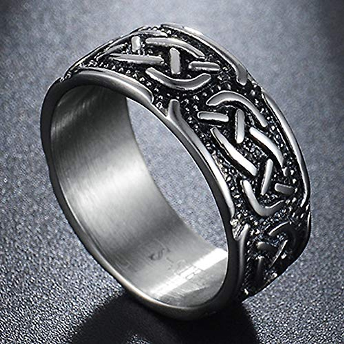 Jude Jewelers 9mm Vintage Stainless Steel Celtic Knot Ring Biker Cocktail Party (Grey, 13)