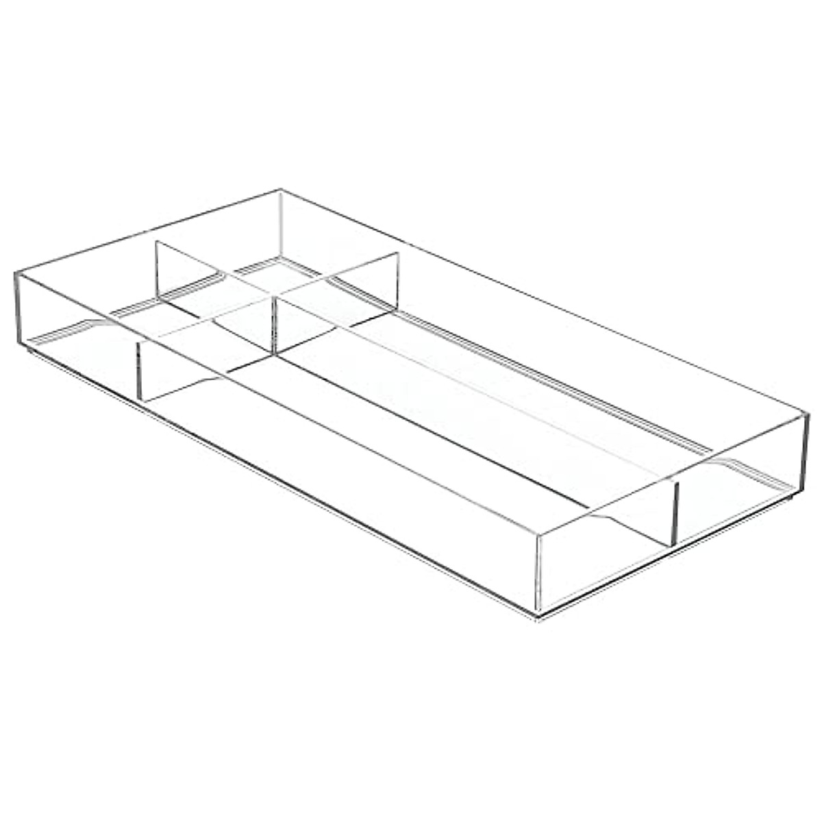 mDesign Plastic Stackable Office Divided Storage Drawer Organizer Tray for Cabinet, Desk, Shelf, or Closet Organization - Holds Note Pads, Pens, Tape, Staples, Scissors, Lumiere Collection - Clear