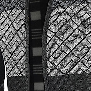 Men's Casual Thick Knitted Cardigan Sweaters Color Block Full Zip Knit Sweater Long Sleeve Fleece Winter Cardigans (Dark Grey,3X-Large)