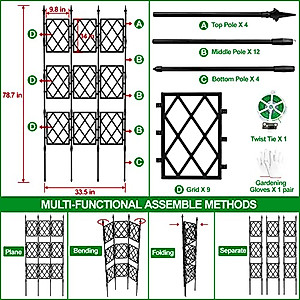 MYard 2023 Newest Garden Trellis for Climbing Plants Outdoor, 6.5FT Tall Plant Trellis Frame for Potted Plants, Rustproof Plant Support Climbing Trellis for Flowers Vine Vegetable Indoor Outdoor