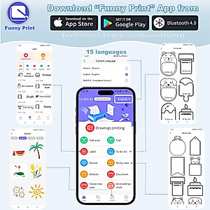 DOLEWA Mini Sticker Printer, Portable Thermal Inkless Sticker Maker with 8 Rolls Coloed Paper & 12 Pens, Wireless Thermarote Printers for Travel, Photos,Study Notes, Scrapbook, Journal, Memo (Blue)