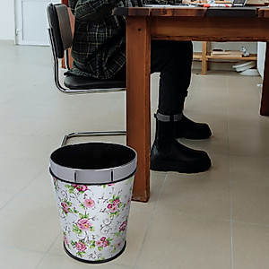 BESPORTBLE Large Laundry Hamper Trash Can Wastebasket Flower Garbage Bin for Bathroom Kitchen Bedroom Office Holds Trash Waste Garbage Recycling 6L Stainless Steel Trashcan