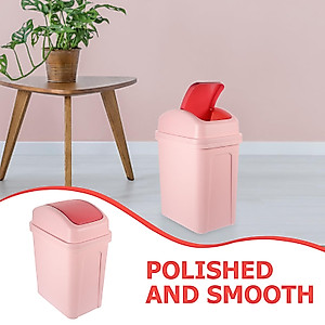 ABOOFAN Shake Lid Trash Can Thicken Trash Bucket Garbage Bin Waste Bins Kitchen Trash with Lid Push Top Garbage Can Bathroom Trashcan Recycling Container Household Office Pp Pink Cream