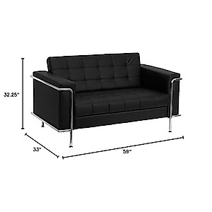 Flash Furniture HERCULES Lesley Series Contemporary Black LeatherSoft Loveseat with Encasing Frame