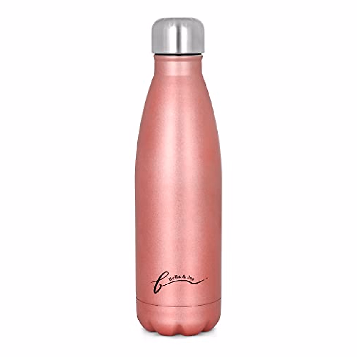 Bella&Jay Insulated Double Wall Vacuum Stainless Steel Sports Water Bottle, 17 oz Thermo Cola Shaped for hot or cold drinks - Rose Gold