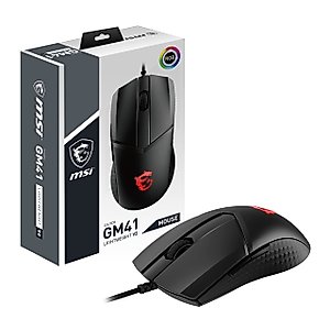 MSI CLUTCHGM41 Lightweight V2 Gaming USB RGB Adjustable up to 16000 DPI Desktop Laptop Gaming Mouse (Clutch GM41 Light Weight V2),Black