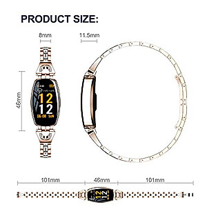 Pard Delicate Women Smart Watch, Heart Rate Blood Pressure Fitness Tracker for Ladies, Gold