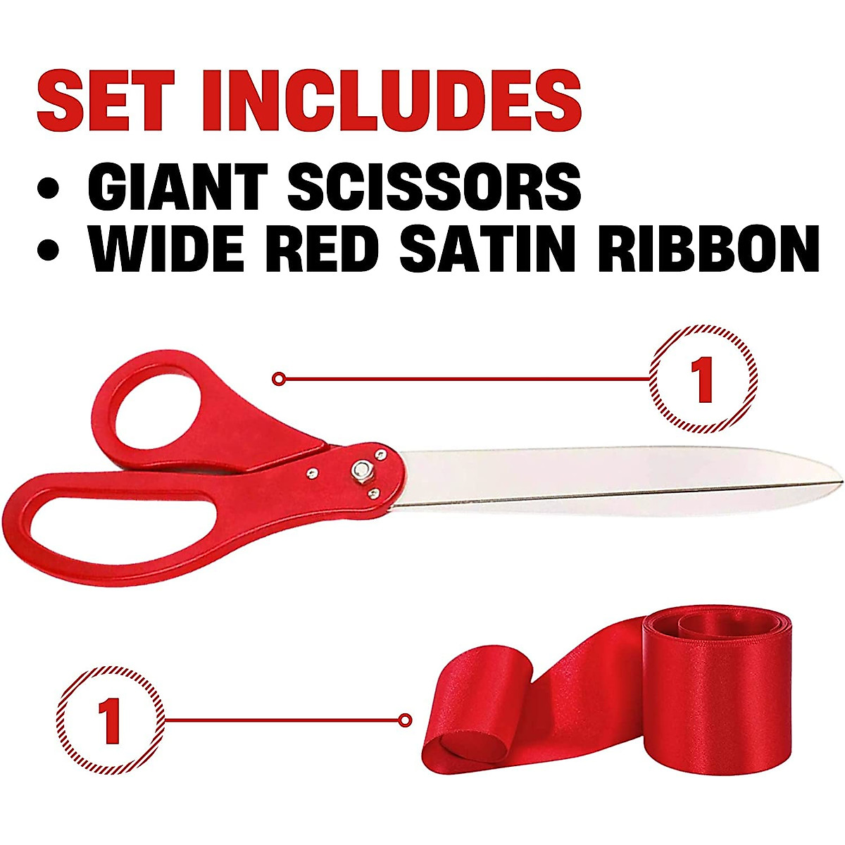 Red Ribbon Cutting Ceremony Kit – 25" Giant Scissors for Ribbon Cutting Ceremony Kit Giant Ribbon Cutting Giant Scissors Ceremony with Red Ribbon Grand Opening Ribbon and Scissors for Special Events