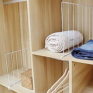 Urban Deco Shelf Dividers for Closet Organization - Wire Closet Shelving Sturdy Closet Shelf Organizer Steel Closet Dividers Linen Closet Organizer - White Coated Wire Shelf Organizer - Pack of 8