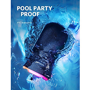 Bluetooth Speaker, Soundcore Flare Wireless Speaker by Anker, Portable Party Speaker with 360° Sound, Enhanced Bass, Ambient LED Light, IP67 Dustproof & Waterproof, and 12H Battery Life—Blue (Renewed)