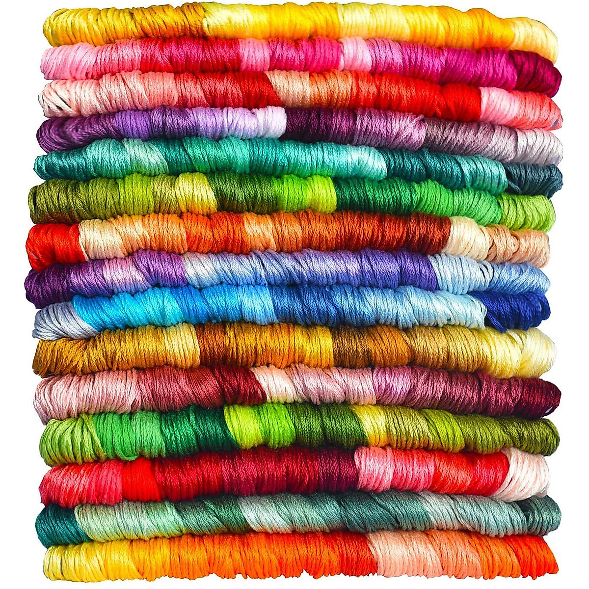 14 Skeins Rainbow Color Embroidery Floss- Cross Stitch Threads - Friendship Bracelets Floss - Crafts Floss, Light Desert Sand Gradient