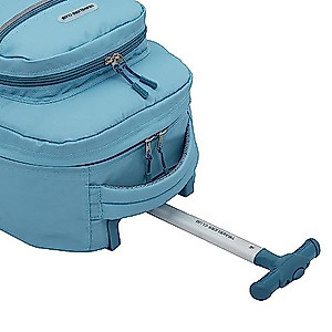 Travelers Club Rolling Backpack with Shoulder Straps, Aqua, 18-Inch