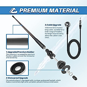 CROSSHIP Marine Radio Antenna for Boat Radio Tractor Car RV ATV UTV RZR SPA - Waterproof Rubber Flexible Mast - Optimized Radio FM/AM Reception - 16 Inch Black