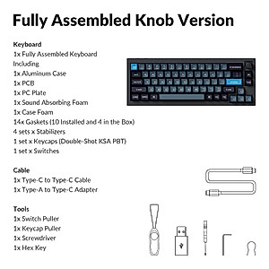 Keychron Q2 Pro Full Metal RGB QMK/VIA Wireless Bluetooth Custom Mechanical Keyboard, Programmable Knob KSA Double-Shot PBT Keycaps, Hot-Swappable K Pro Banana Switches for Mac Windows Linux - Black