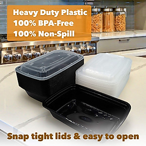 JUST PACK IT [50 Sets - 38 oz] Meal Prep Containers with Snap Tight Lids - Non-Spill Heavy Duty Food Storage Reusable Freezer Microwavable Dishwasher Safe Plastic Lunch Boxes