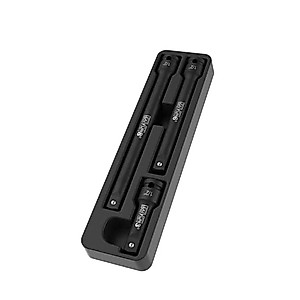 LEXIVON Impact Driver Extension Bar Set, 1/2" Drive | 3-Piece 3" 6" & 8" Long, Organized In A Tray | Hardened and Heat Treated Chrome Vanadium Steel (LX-115)