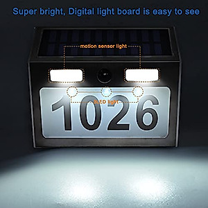 JCYANG Solar House Number Plaque Light with 200LM Motion Sensor LED Lights Address Number for Home Garden Door Solar Lamp Lighting Led House Numbers