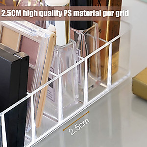 TWUTGAYW Eyeshadow Palette Organizer, Acrylic Clear Make Up Organizers and Storage Holder, Cosmetics Makeup Drawer Organizer for Vanity Bedroom 7 Section BPA Free Vanity Organizers and Storage