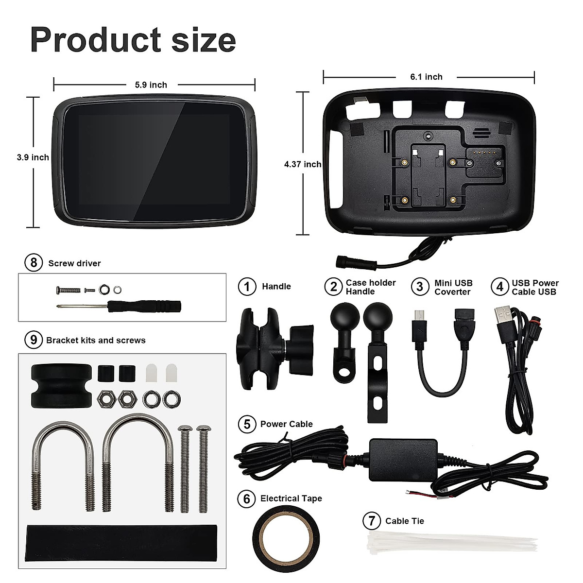 LBW Professional Wireless Apple Carplay/Wireless Android Auto Touchscreen for Motorcycle, 5 Inch Portable Motorcycle GPS Navigation System Via Car Play/Android Auto, IPX7 Waterproof, 5G Dual Bluetooth