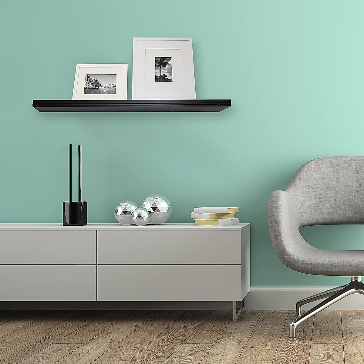 InPlace Shelving 0191436 Warwick Floating Wall Mountable Shelf with Invisible Bracket, Black, 36-Inch Wide by 8-Inch Deep by 1.25-Inch High