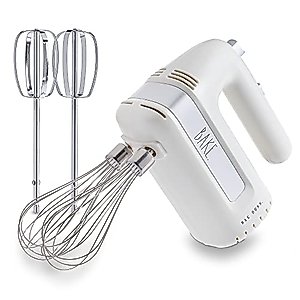 Electric Hand Mixer, Handheld Mixers for Kitchen, With Beaters and Whisk Attachments for Cooking and Baking, Lightweight Handmixer Labeled "BAKE" by Rae Dunn (Cream)