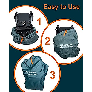 Extra Large - Heavy Duty Stroller Gate Check Bag | Waterproof | Compatible with: WONDERFOLD, BOB, VEER, JEEP WAGON, ETC. | Fits most car seats, stroller wagons, double and Jogging Strollers