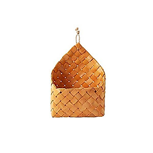 UXZDX Woven Wall Hanging Flower Basket Wall Decoration Storage Basket Hanging Basket Flower Basket Flower Plant Storage Basket, Natural Material,Handmade