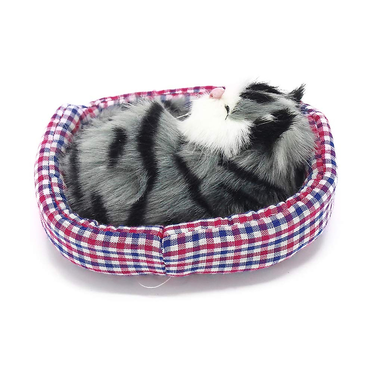 Coolayoung 2Pcs Sleeping Cat in Pet Pad Doll Toy, Mini Kitten in Pet Pad with Meows Sounds Decor for Office Desk Hand Toy Gift for Kids Boys Girls