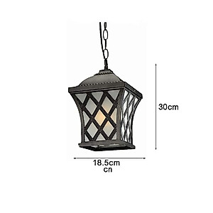 Mrdsre IP65 Waterproof Outdoor Metal Chandelier Traditional American Country Pendant Light Vintage Industrial Garden Aluminum Mesh Glass Lantern Ceiling Lamp Home Porch Balcony Patio Hanging Light E27