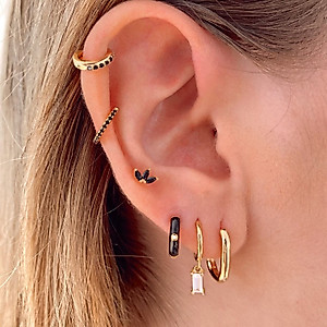 Enamel Hoop Earrings Sets, 18K Gold Plated Small Colorful Hoop Earrings, 6 Pairs Preppy Colored Gold Huggie Hoop Earrings, Cute & Atheistics Earrings Suitable for Women