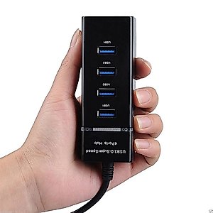 YDC 4 Port USB 3.0 Multi High Speed HUB Splitter Expansion Desktop PC Laptop Adapter Compatible with PC Max OS and Linux