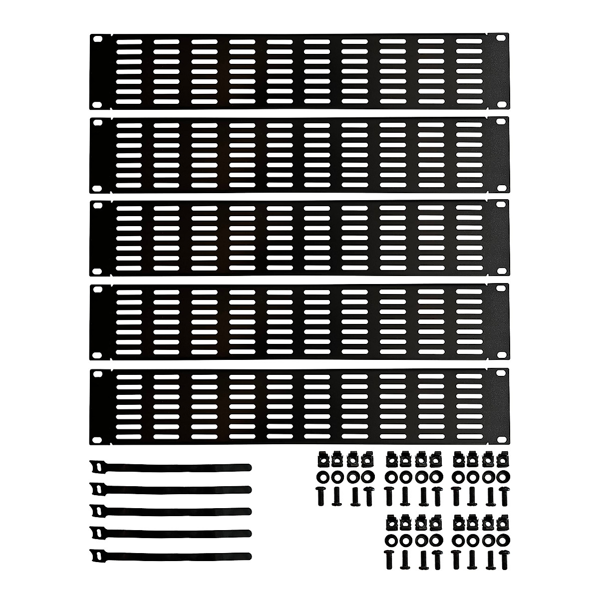 Ferstnor 2U Steel Blank Panel Vented for 19 inch Server Rack Durable Mount Spacer for Network Cabinet 5 Pack Complete with Installation Hardware and Cable Tie