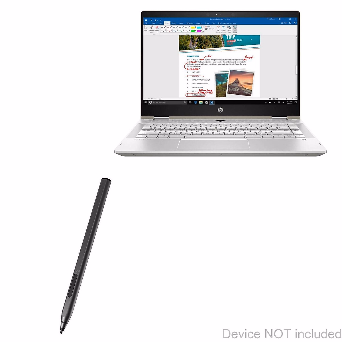 BoxWave Stylus Pen Compatible with HP Pavilion x360 Convertible 2-in-1 (14") - ActiveStudio Active Stylus, Electronic Stylus with Ultra Fine Tip - Jet Black