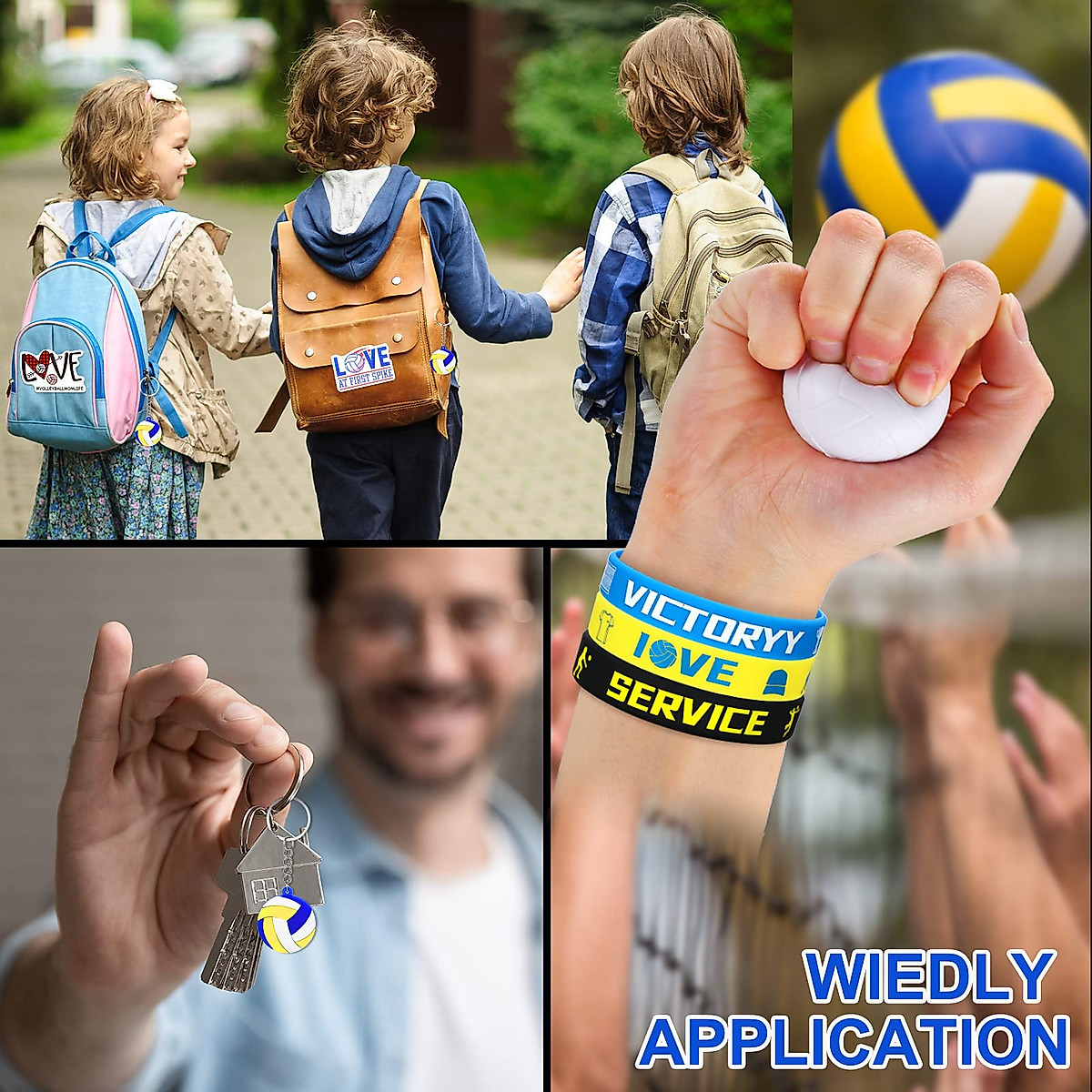 Hungdao 158 Pcs Volleyball Party Favors for 18 People Includes Mini Bouncy Volleyball Keychain Whistle Bracelets Thank You Card Stickers Organza Bag for Volleyball Sports Event Class Rewards