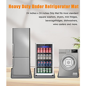 Mini Fridge Mat, 24''x24'' X0.8'' Mini Fridge Drip Trays Mat for Carpet Floor, Under Refrigerator Mat AC Conditioner Drip Pan, Silicone Mat for Refrigerators, Washing Machines, Dryers, Wine Coolers