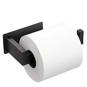Auxmir Toilet Paper Holder Self Adhesive, Premium SUS304 Stainless Steel Rustproof Toilet Roll Holder No Drilling, Wall Mount Toilet Tissue Holder for Bathroom Kitchen Washroom RV, Matte Black