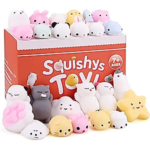 Satkago Mochi Squishys Toys, Easter Party Favors 25pcs Mini Kawaii Squishies, Easter Basket Stuffers Fillers Treasure Box Toys for Classroom Supplies, Birthday Easter Gifts for Kids Teens Boys Girls