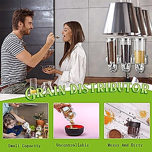 Umigy 2 Pcs Candy Dispenser Wall Mounted, Triple Dry Cereal Grain Dispenser Machine Wall Mount, Food Storage Container for Pantry Snack with 3 Cup for Kitchen, 39 oz (Silver)