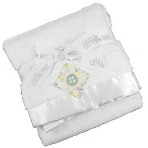 Little Me Unisex-Baby Newborn Neutral White Plush Stroller Blanket, White, One Size