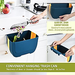 Hsxfl Hanging Trash Can for Kitchen, Mini Foldable Waste Bin Small Collapsible Garbage Can Under Sink, 3L Wall Mounted Folding Trash Bin for Cabinet/Bedroom/Car/Bathroom (White)