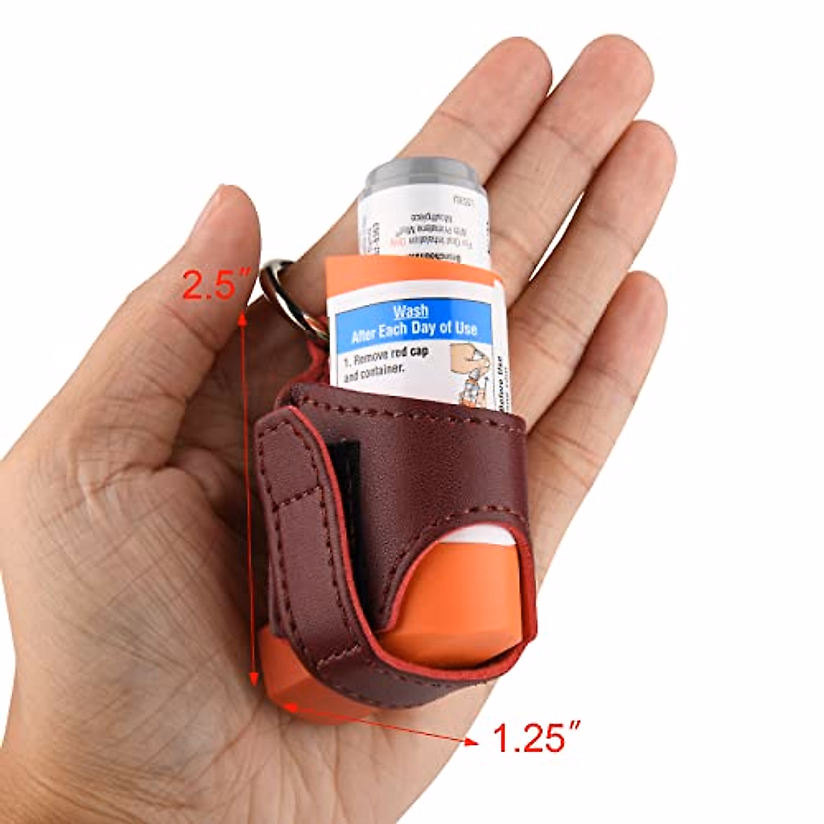 Beautyflier Asthma Inhaler Holder, Durable Microfiber Leather Travel Handy Holder for Adults and Kids, Inhaler Not Included (Red)
