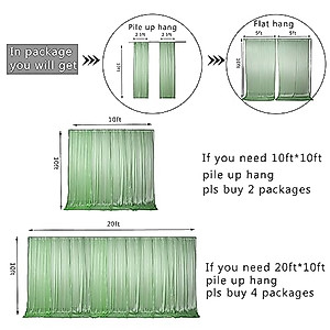 SweetEasy 2packs 5x10ft Photography Backdrop Drapes Curtains Wedding Backdrop, for Baby Shower Birthday Home Party Event Festival Restaurant Reception Window Decor Polyester (sage Green)