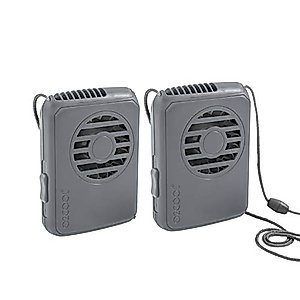 O2COOL Battery Powered Deluxe Necklace Fan For Personal Cooling With Adjustable Lanyard (Grey) 2 Pack