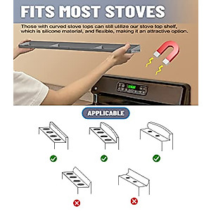 Winkriad Silicone Magnetic Stove Top Shelf 30 Inches Over Stove Spice Rack Shelf for Back of Stove Organizer Shelf for Stove Top Space Saver Stove Storage Shelf for Kitchen (Gray)
