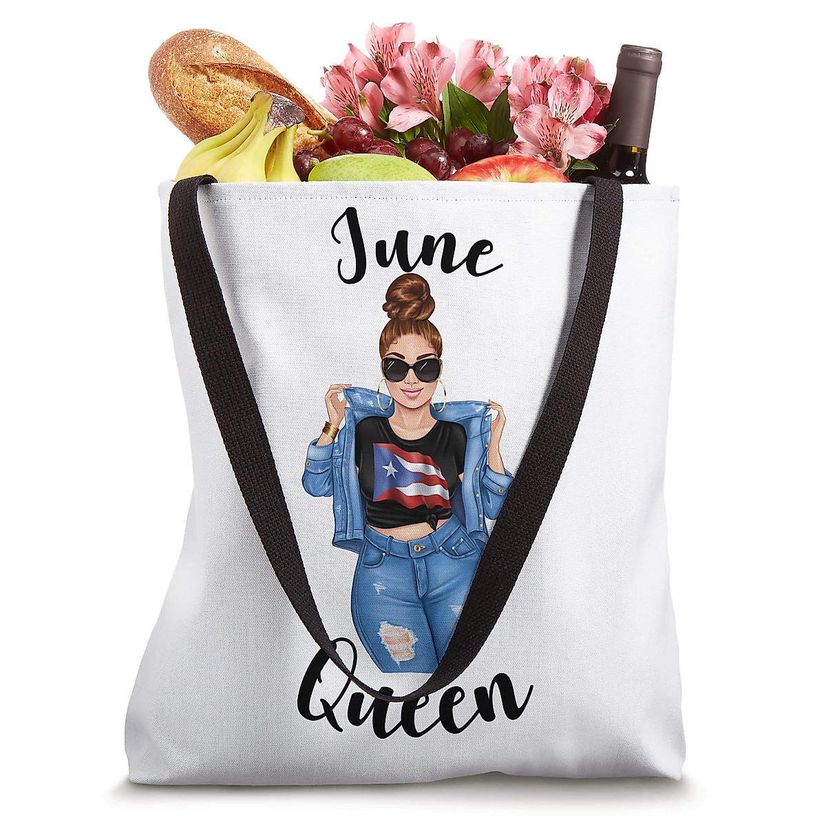 Puerto Rico June Queen Patriotic FLag Puerto Rican Cute Cool Tote Bag