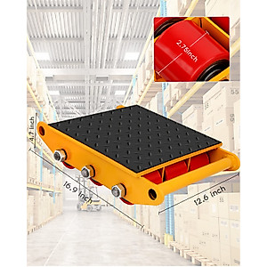 GCCSJ 15T Machinery Skate Dolly, 33000lbs Machinery Moving Skate Machinery Mover Skate with Non-Slip Belt and 9 PU Rollers, Dolly Machinery Skate for Industrial Moving Equipment
