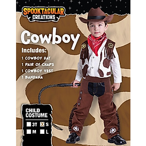 Spooktacular Creations Cowboy Costume Cowboy Hat Deluxe Set for Kids Halloween Party Dress Up,Role Play and Cosplay (S(5-7yr))